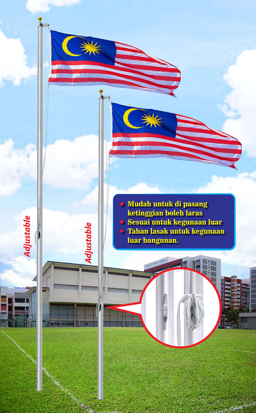 Outdoor Flag Pole 004 - EDU FLAG – Custom Flags & Quality Printing in Malaysia